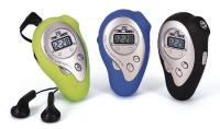 China Mango Shape FM Radio with LCD Time Display 25mm AAA Battery Powered Clock for sale