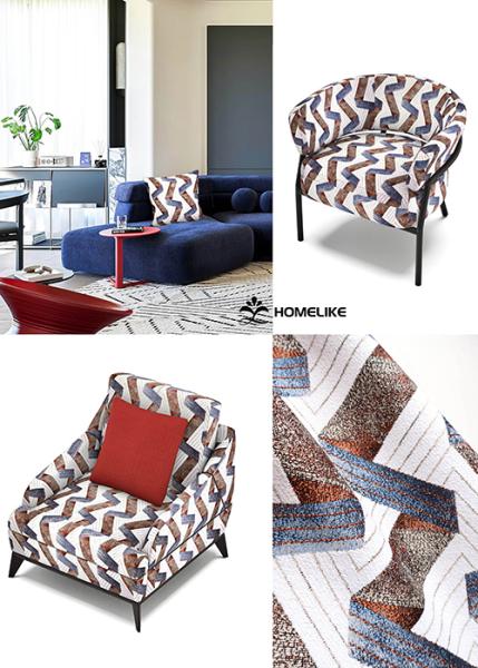 Quality 100% Polyester Modern Zigzag Geometric Jacquard Fabric for home textile for sale
