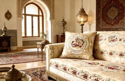 China Middle Eastern Charm · A&B Panel Luxury Foil Print Sofa Fabric for sale