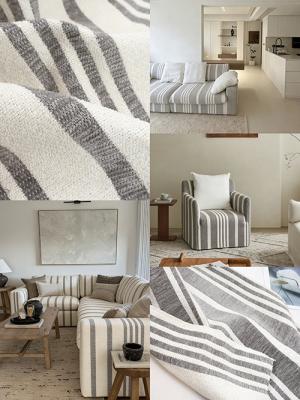 China Relaxed Aesthetic Nordic-Style Striped Chenille Sofa Fabric for sale