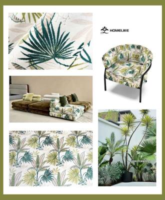 China Tropical Plant Jacquard Velvet Fabric For Sofa for sale