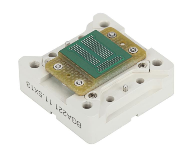 Close-up of test socket contacts