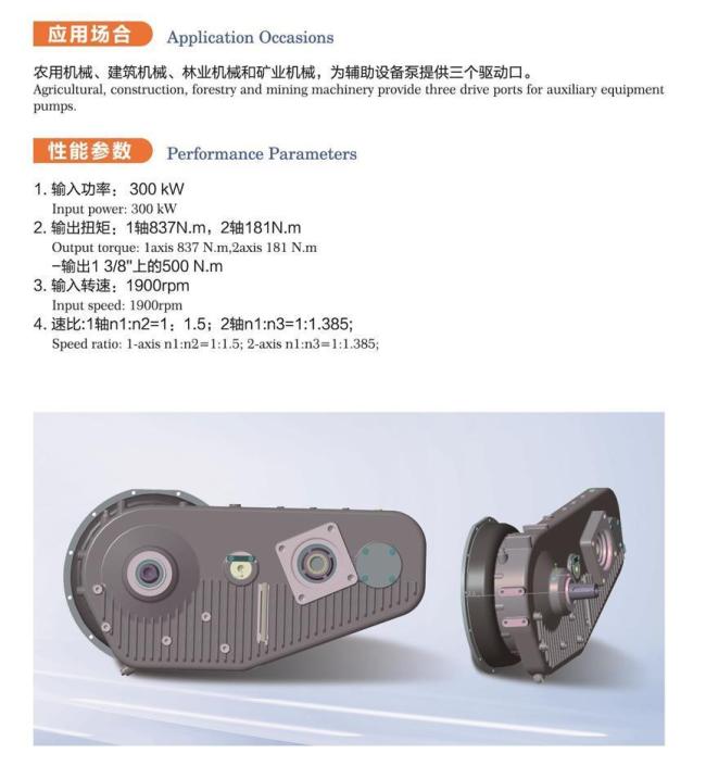 Pump Drives for Agricultural Machinery Provide Theree Drive Ports for Auxiliary Equipment Pumps
