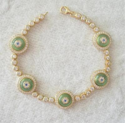 China Yellow Gold Light Blue Tennis Bracelet for sale