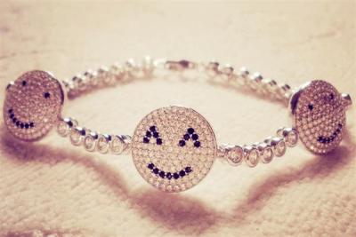China Kids Evil Eye Jewelry Three Smiling Face With Rhodium Plated Bracelet for sale