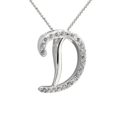 China Zircon Sterling Silver Initial D alphabet Pendant High End Fashion Jewelry for sale