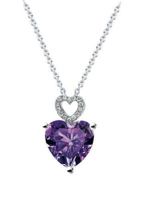 China Lover Gift Purple Crystal Heart Necklace Pendant Support Yellow Gold for sale