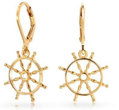 China Unique Female Party Gold Plating Stylish Earrings Of Steering Wheel Shape for sale