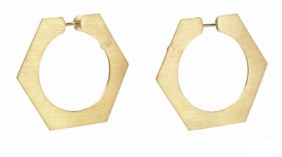 China Unique Ladies Personalized Silver Hexagon Hoop Earrings Support Rose Gold for sale