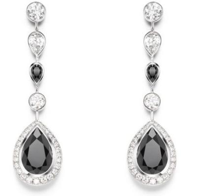 China Charming Crystal Long Drop Earrings Sterling Silver Rhodium Plated For Anniversary for sale