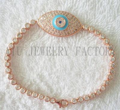 China 7Inch Middle Eastern Evil Eye Jewelry Rose Gold Single Evil Eye Bracelet for sale