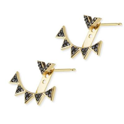China Gold Plating Triangle Ear Jacket Earring Cubic Zircon Stone Two Wearing Way for sale