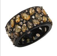 China 925 Sterling Silver Women Fashion Rings Broad Band Black For Party for sale