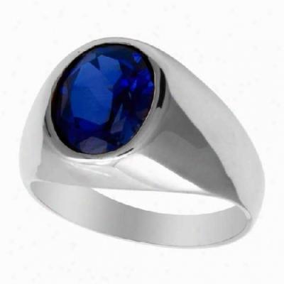 China 316L Stainless Steel Men Fashion Rings Classical With Sapphire Blue Stone for sale