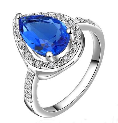 China 18K White Gold Plated Wedding Jewelry Rings , Sapphire Women Fashion Rings for sale