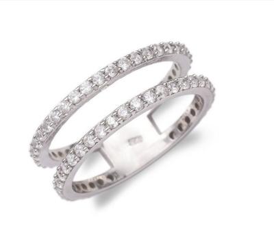 China Unique Trendy Women Decorative Personalized Double Ring With Crystal for sale