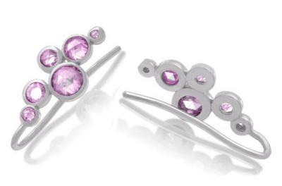 China Sterling Silver Ear Climber Earring , Stylish Silver Bubble Looked Ear Climbers for sale