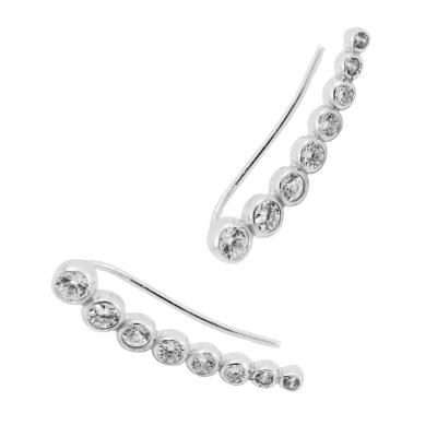 China Bezel Setting Cubic Zircon Stylish Earrings Bubble Ear Clawers Rhodium Finish for sale