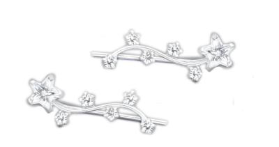 China Silver Base Zircon Stylish Earrings Sterling Silver Ear Climbers for sale