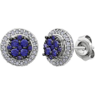 China Silver Base Rhodium Plated  12mm diameter Paved Zircon Stud Earrings for sale