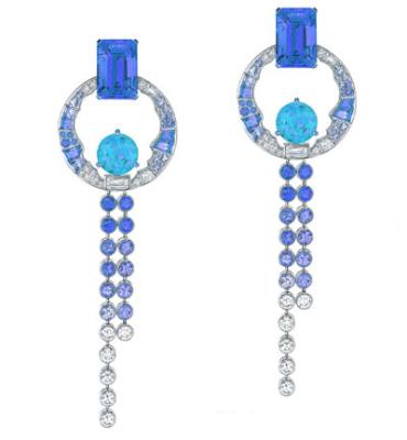 China Colored Long Dangle Stylish Earrings Glass Stone Circle Long Earring for sale
