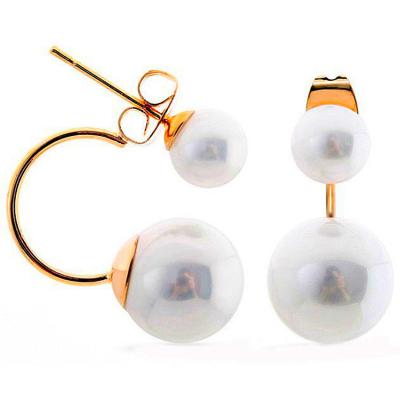 China Two Wearring Way Lady Double Pearl Earring Korea Style Earring for sale