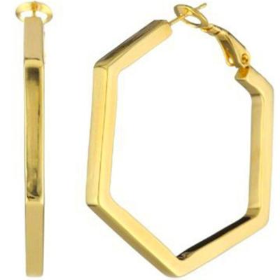 China Party Large Gold Hoop Earring wedding jewelry with Hexagon Shaped for sale