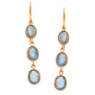 China Labradorite Beaded Dangleing Earring / Bezel Labradorite Earrings for sale