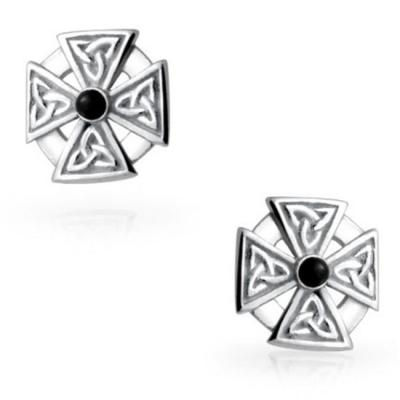 China Women / Lady 12mm Diameter Celtic Cross Earring With Cubic Zircon for sale