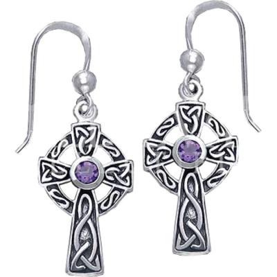 China Antique Look Celtic Earing 50mm Length , Irish Silver Earrings for sale