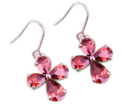 China Summer Silver Plated Big Glass Stone Cross Earring For Girls for sale