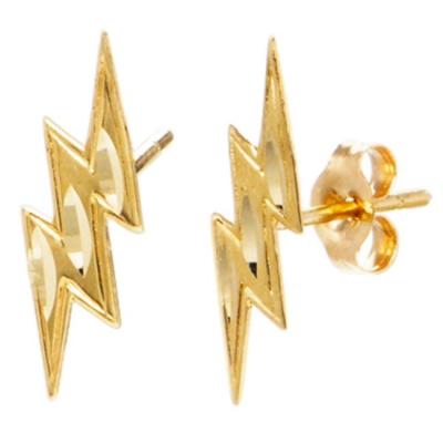 China Girls Sterling Yellow Gold Nature Inspired Lightning Earring for sale