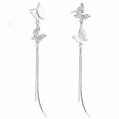 China Sterling Silver Butterfly String Earring Dangling Butterfly for wedding for sale