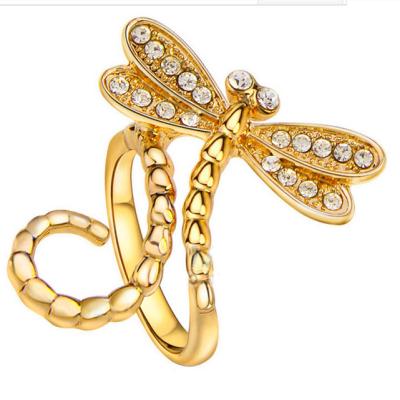 China Fashion Dragonfly Jewelry Rings Yellow Gold Women Cuff Rings for sale