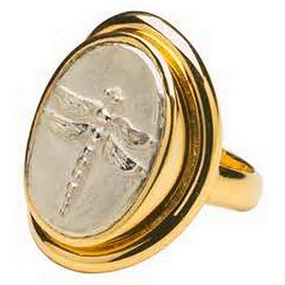 China Brass Base Unisex Fashion Jewelry Rings With Gragonfly Yellow Gold for sale
