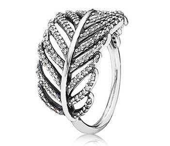 China Leaf Shaped Silver Fashion Jewelry Rings Zircon Paved For Lady for sale