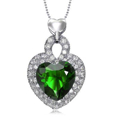 China Silver Base Fashion White Gold Heart Pendant Gold Heart Glass Stone for sale