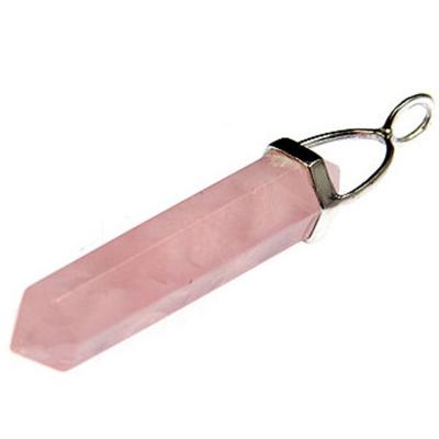 China Pink Unisex Fashion Hexagonal Natural Stone Pendants Quartz Stone for sale