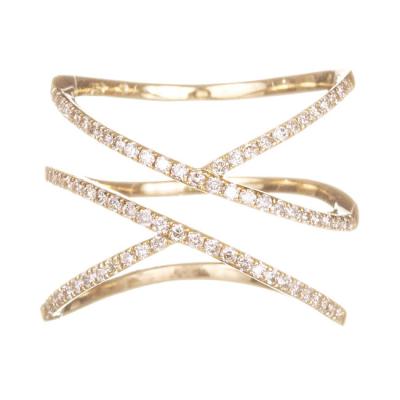 China Yellow Gold Swirl Cross Fashion Jewelry Rings / High Fashion Jewelry for sale