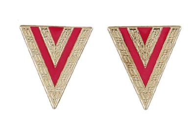 China Yellow Gold Brass Base Stylish Earrings Simple Enamel Triangle Studs for sale