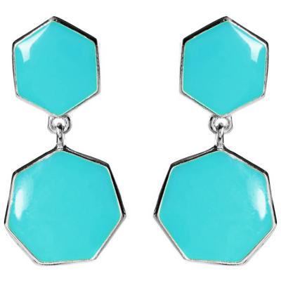 China Candy Colored Stylish Earrings Enamel Hexagon Ear Summer Jewelry for sale