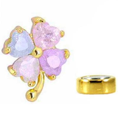 China Yellow Gold No-pierceing Stud Earrings Colored Four Leaf Clover Magnet for sale