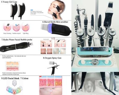Cina 9 in 1 dispositivo della macchina H2O2 Hydrafacial Dermabrasion di cura di pelle dell'ossigeno di rf in vendita