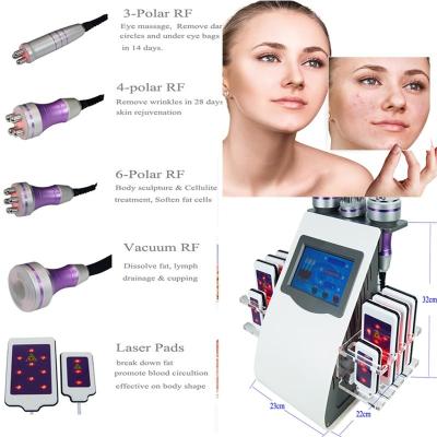 Cina 6 in 1 vuoto grasso rf della macchina di perdita di cavitazione del laser Lipo multipolare in vendita