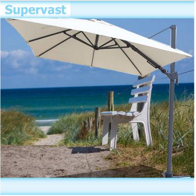 China Aluminum Offset Rectangular Patio Umbrella Sun Garden Parasol with Left - Right Shift Canopy for sale