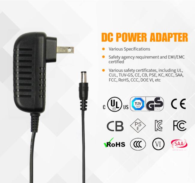Mount Ac Dc Adaptor Transformer 12 Volt 18w 12v 1.5a Adapter Black Plug in Class 2 Cul UL CE FCC GS CB CCC KC SAA ROHS Level VI