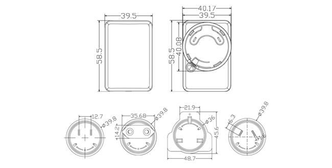 Power adapter dimensional diagram