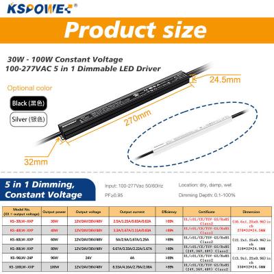 China Spot Light UL Approved IP67 Outdoor LED Driver 100W 277V AC Triac Dimmable LED Driver for sale