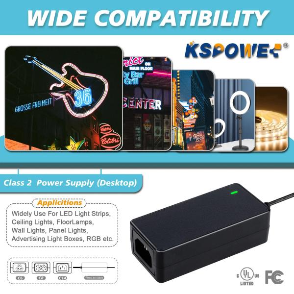 Quality 240VAC 60Hz 1.2m DC Class 2 LED Power Supply With Output Type 12V 5A 60W for sale