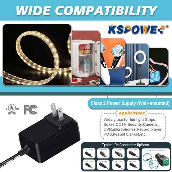 Quality 12v 2500ma Class 2 Power Supply 60Hz Wall Mount Power Adapter Output AC DC 7.5v for sale